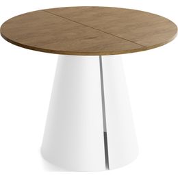 ESSTISCH Lamio runder ausziehbarer, Eiche Braun Rustikal 120-200/120/76 cm