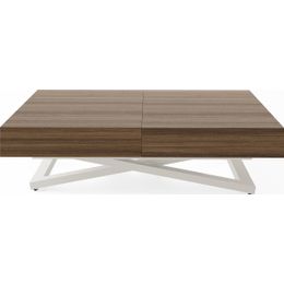 COUCHTISCH Cavetta U h&ouml;henverstellbar ausziehbar, Walnuss Braun 120-200/80/27-76 cm