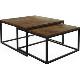 COUCHTISCHE Vella 2er-Set quadratisch, Lefkas Eiche 76/76/39cm + 66/66/34 cm