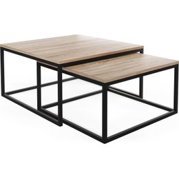 COUCHTISCHE Vella 2er-Set quadratisch, Sonoma Eiche 76/76/39cm + 66/66/34 cm