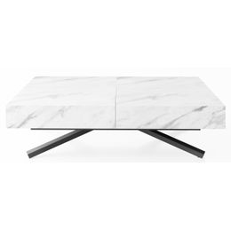COUCHTISCH Cavetta X h&ouml;henverstellbar ausziehbar, Marmor Wei&szlig; 120-200/80/27-76 cm