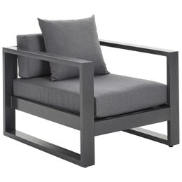 Amatio Pro Loungesessel, Anthrazit, Metall, Textil, F&uuml;llung: Schaumstoff, Kufe, 76x60x90 cm, Bsci, Loungem&ouml;bel, Loungesessel
