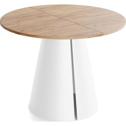 ESSTISCH Lamio runder ausziehbarer, Eiche Hell Braun 120-200/120/76 cm