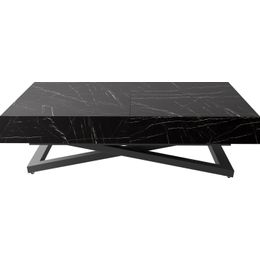 COUCHTISCH Cavetta U h&ouml;henverstellbar ausziehbar, Marmor Schwarz 120-200/80/27-76 cm