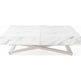 COUCHTISCH Cavetta U h&ouml;henverstellbar ausziehbar, Marmor Wei&szlig; 120-200/80/27-76 cm