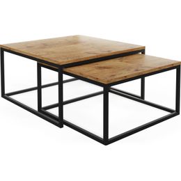 COUCHTISCHE Vella 2er-Set quadratisch, Lancelot Eiche 76/76/39cm + 66/66/34 cm
