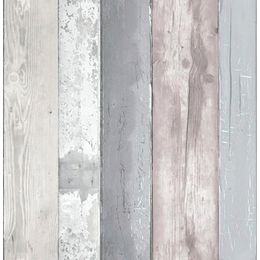 Vliestapete vtwonen "Holzbohlen", grau, B:0,52m L:10m, Vlies, Tapeten, Grau - 10m x 52cm