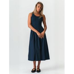Jerseykleid TEESHOPPEN "TEESHOPPEN Dress Hanna", Damen, Gr. M, Normalgr&ouml;&szlig;en, blau (navy), Obermaterial: 95% Baumwolle, 5% Elasthan, Kleider Jerseykleid