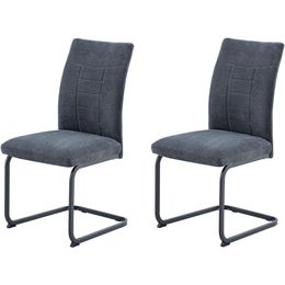 Freischwinger Hela "AUGUSTA", anthrazit, grau, grau, anthrazit, B:48cm H:98cm T:61,5cm, Metall, Polyester, Stoff, St&uuml;hle, Freischwinger, Schwinger, XL-Sitzbreite, Wellenfederung, 140kg belastbar