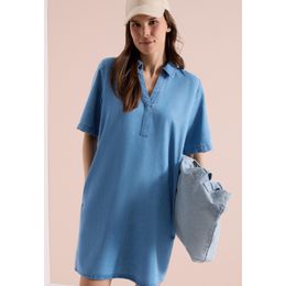 Jeanskleid Cecil, Damen, Gr. M (40), N-Gr, mid blau wash, Web, Obermaterial: 76% Lyocell, 24% Baumwolle, unifarben, regular fit knielang, V-Ausschnitt, Kleider, mit V-Ausschnitt