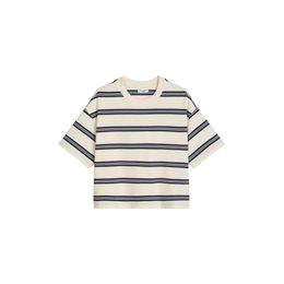 Marc O'Polo T-Shirt MARC O'POLO DENIM "aus Heavy Jersey", Damen, Gr. XXS, sanftes wei&szlig;, Obermaterial: 100% Baumwolle, gestreift, Basic, regular fit, normaler Saum, Shirts T-Shirt