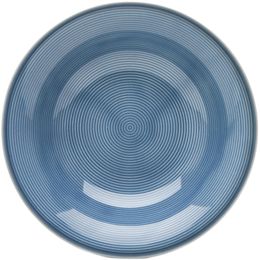 Pastateller Van Well "Teller Set, Jive, tiefer Teller 20 cm, 6 St&uuml;ck", blau, H:4,5cm &Oslash;:20cm, Porzellan, Speiseteller, dezentes Spiraldekor, sp&uuml;lmaschinen-und mikrowellengeeignet