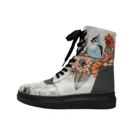 Schn&uuml;rboots DOGO "Future High Top Boots Mon Cher Damen Stiefeletten", Damen, Gr. 38, Normalschaft, blau (grau, blau), Lederimitat, Schuhe Schn&uuml;rboots, Handgefertigt