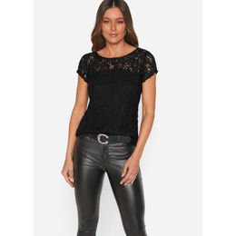 bonprix Spitzen-Blusenshirt, schwarz, Gr.36, Geschmackvolles Spitzenblusenshirt