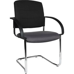 eurokraft pro Freischwinger, VE 2 St&uuml;ck, R&uuml;ckenlehne gepolstert, schwarz, Sitz anthrazit
