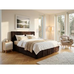 Polsterbett OTTO HOME "EVELLINA in der Gr&ouml;&szlig;e 180x200 cm, mit flauschigem Stoff bezogen", braun, schwarz, B:203cm H:119cm L:220cm, Betten, Polsterbett, wahlweise mit Lattenrost und King-Matratze (28cm)