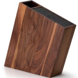 Messerblock CONTINENTA, braun (braun, schwarz), B:8cm H:31cm L:24,5cm, Messerbl&ouml;cke, Messerblock, Walnussholz, integrierter Utensilienbeh&auml;lter