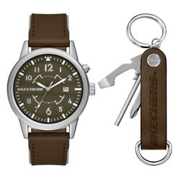 Quarzuhr Skechers "SETS", braun, Armbanduhren, Herren, Quarzuhr, Armbanduhr, Herrenuhr, Ideal auch als Geschenk, analog, Tag
