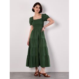 Midikleid Apricot "Midikleid", Damen, Gr. XS (34), N-Gr, gr&uuml;n, gewebt, Obermaterial: 100% Baumwolle CO., uni, Kleider Midikleid, mit Stufenrock