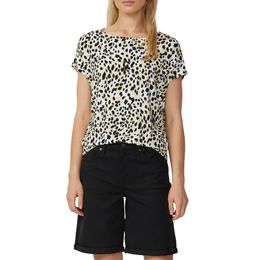 T-Shirt s.Oliver, Damen, Gr. 38, sanftes wei&szlig; leo, Jersey, Obermaterial: 95% Viskose, 5% Elasthan, bedruckt, regular fit taillenbedeckt, U-Boot-Ausschnitt, Shirts T-Shirt, mit All-Over Print