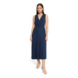 BETTY & CO Plisseekleid BETTY & CO "Damen ohne Arm", Damen, Gr. 40, Normalgr&ouml;&szlig;en, blau (dunkelblau), Obermaterial: 94% Polyester, 6% Elasthan. Futter: 100% Polyester, figurumspielend lang, V-Ausschnitt, Kleider, Plissee