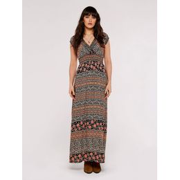 Maxikleid Apricot "Maxikleid", Damen, Gr. S (36), N-Gr, schwarz, Obermaterial: 100% Viskose CV., gemustert, Kleider Maxikleid, mit gesmokter Taille