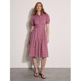 Midikleid Apricot "Midikleid", Damen, Gr. L (40), N-Gr, rot (burgund), Obermaterial: 100% Baumwolle CO., uni, normal, Puff&auml;rmel Elastisch, Kleider Midikleid, mit Stickerei