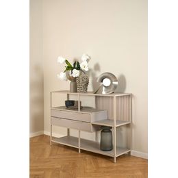 Regal ACTONA GROUP "Seaford, Standregal, Regal, Raumteiler", natur, B:114cm H:78cm T:35cm, Stahl, Regale, Regal, schwarzer Stahlrahmen, 2 Schubladen, Wendemodul, Breite 114 cm