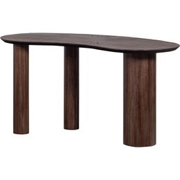 Schreibtisch Woood "Sun aus Teakholz mit organischer Form und Standfu&szlig; 150x62x76 cm", braun, B:150cm H:76cm T:62cm, Tische, Schreibtisch, Einfach zu montieren, sichtbare Maserung