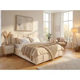 Polsterbett OTTO HOME "EVELLINA in der Gr&ouml;&szlig;e 180x200 cm, mit flauschigem Stoff bezogen", cream, B:203cm H:119cm L:220cm, Betten, Polsterbett, wahlweise mit Lattenrost und King-Matratze (28cm)