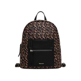 Rucksack Tamaris "Rucksack TAS Fabrizia", Damen, Gr. B/H/T: 29cm x 34cm x 13cm, schwarz (schwarz, braun 102), Polyester, Rucks&auml;cke Rucksack
