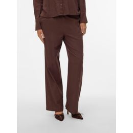 V&eacute;ro Moda Schlupfhose VERO MODA "VMCAIA MW WIDE PANT WVN NOOS", Damen, Gr. S, N-Gr, chocolate martini, Web, Obermaterial: 90% Baumwolle, 10% Leinen, unifarben, lang, Hosen Schlupfhose, Baumwollmischung, oversize, mit Leinen