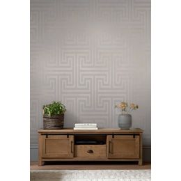 Vliestapete next "METALLIC GREEK KEY Vliestapete 10mx52cm", grau, B:0,52m H:0m L:10m, Vlies, Tapeten, Metallischer Griechischer Schl&uuml;ssel blau 10mx52cm
