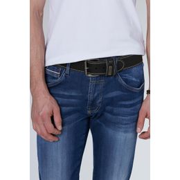 Lederg&uuml;rtel CAMP DAVID, Herren, Gr. 90, schwarz, Leder, unifarben, G&uuml;rtel Lederg&uuml;rtel, mit Logo-Plakette
