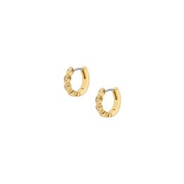 Paar Creolen Fossil "Schmuck Geschenk Edelstahl ELLIS", gold (gelbgoldfarben, edelstahlfarben, kristallwei&szlig;, kristallwei&szlig;), Ohrringe, Damen, Edelstahl, mit Glasstein