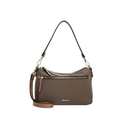Beuteltasche Tamaris "Beutel TAS Gertraud", Damen, Gr. B/H/T: 28cm x 18cm x 10cm 0, grau (taupe 900), Polyurethan, Taschen Beuteltasche