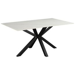 Mid.you Esstisch, Schwarz, Wei&szlig;, Metall, Keramik, rechteckig, eckig, 90x76x160 cm, Esszimmer, Tische, Esstische, Esstische Keramik