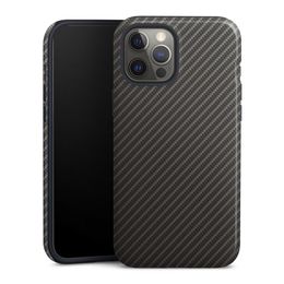 DeinDesign iPhone 12 Pro Max Handy Panzer Handyh&uuml;lle robuste Outdoor H&uuml;lle Schutzh&uuml;lle gl&auml;nzend Carbon Metallic Look Muster Tough Case
