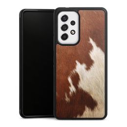 DeinDesign Galaxy A53 5G Handy Gallery Case Handyh&uuml;lle 9H Geh&auml;rtetes Glas R&uuml;ckseite H&uuml;lle Fur Cow Animal Look Gallery Case