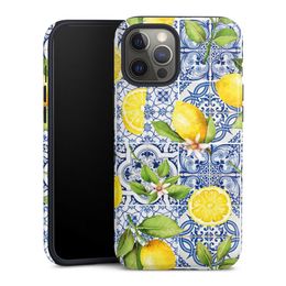 DeinDesign iPhone 12 Pro Max Handy Panzer Handyh&uuml;lle robuste Outdoor H&uuml;lle Schutzh&uuml;lle gl&auml;nzend Muster Greece Lemon Tough Case