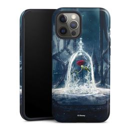 DeinDesign iPhone 12 Pro Max Handy Panzer Handyh&uuml;lle robuste Outdoor H&uuml;lle Schutzh&uuml;lle gl&auml;nzend Rose The Beauty And The Beast Disney Princess Tough Case