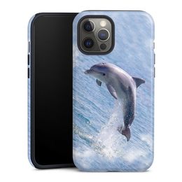 DeinDesign iPhone 12 Pro Max Handy Panzer Handyh&uuml;lle robuste Outdoor H&uuml;lle Schutzh&uuml;lle gl&auml;nzend Wale Ocean Dolphin Tough Case