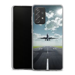 DeinDesign Galaxy A72 Handy Slim Case Silikon Handyh&uuml;lle transparent H&uuml;lle extra d&uuml;nn Wanderlust Airplane Urlaub Silikon Slim Case