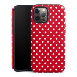 DeinDesign iPhone 12 Pro Max Handy Panzer Handyh&uuml;lle robuste Outdoor H&uuml;lle Schutzh&uuml;lle gl&auml;nzend Retro Polka Dots Points Tough Case