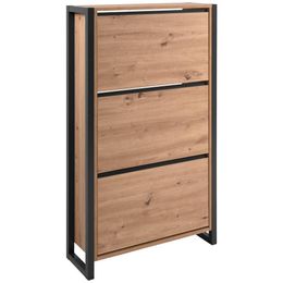 Livetastic Schuhkipper, Anthrazit, Eiche Artisan, Holzwerkstoff, 70x125x25 cm, Garderobe, Schuhaufbewahrung, Schuhkipper