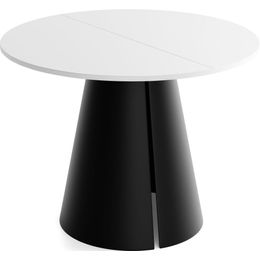 ESSTISCH Lamio runder ausziehbarer, Wei&szlig; 120-200/120/76 cm