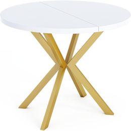ESSTISCH Flora runder ausziehbarer, Wei&szlig; 120-200/120/76 cm