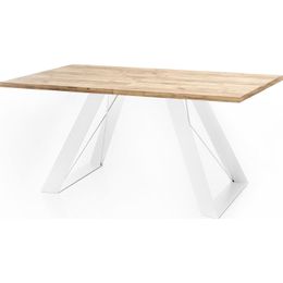 ESSTISCH Colter Wei&szlig; rechteckig ausziehbar, Craft Eiche 160-260/90/76 cm