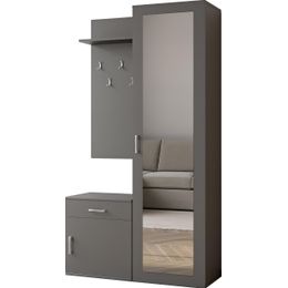 GARDEROBE Talia mit Spiegel, universell montierbar, 100/180/35 cm Grau