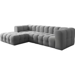 ECKSOFA Mochi L-Form 5-Sitzer Links, Samt, Grau 290/75/193 cm